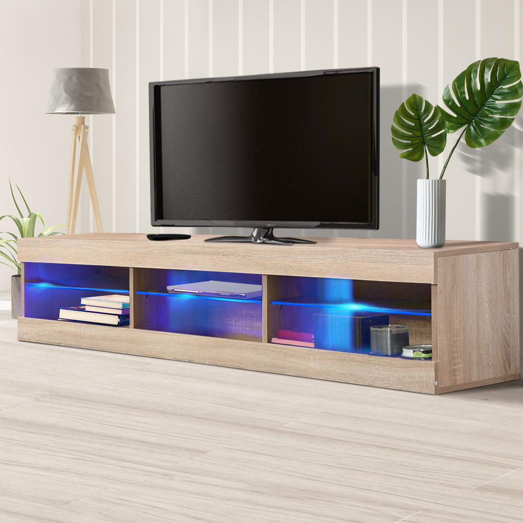 150cm Modern Wood LED Entertainment Unit - Oak – DiscountHomeware